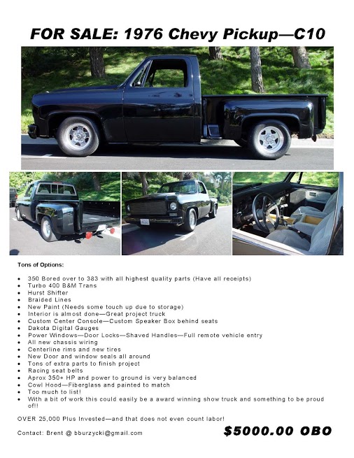 For Sale: 1976 Chevrolet Pickup - Stepside - Black Sky Photo